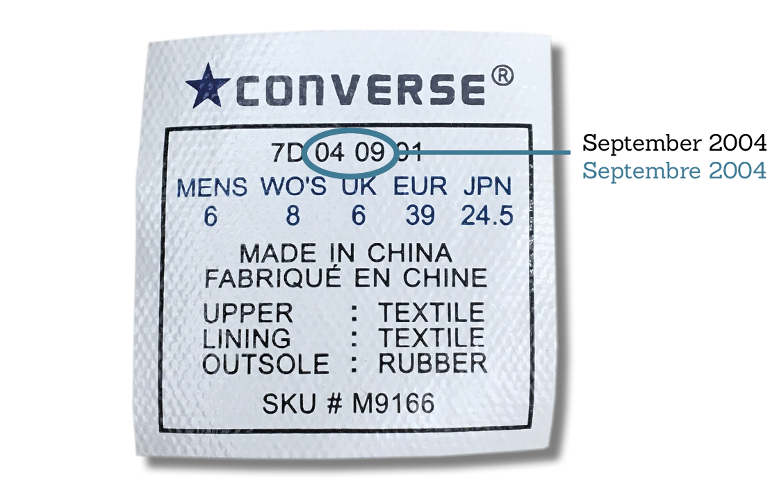 Converse Chucks: what date of manufacture | Converses : quelle date de ...